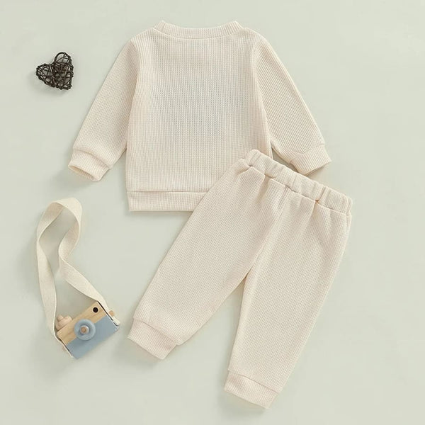 Mama's boy waffle trackie set - natural - goo & co. - Goo & Co.